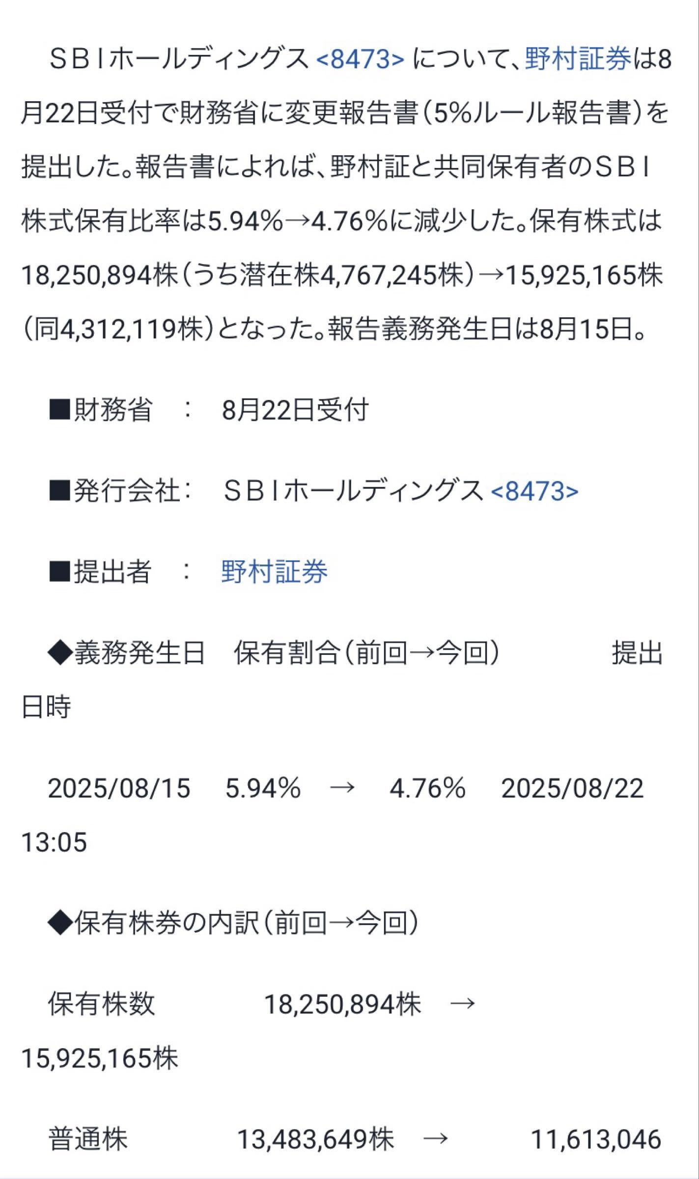 No.590454 意地になってるからなー。 … - SBIホールディングス(株)【8473】の掲示板 2025/09/10〜2025/09/18 - 株式掲示板 - Yahoo!ファイナンス