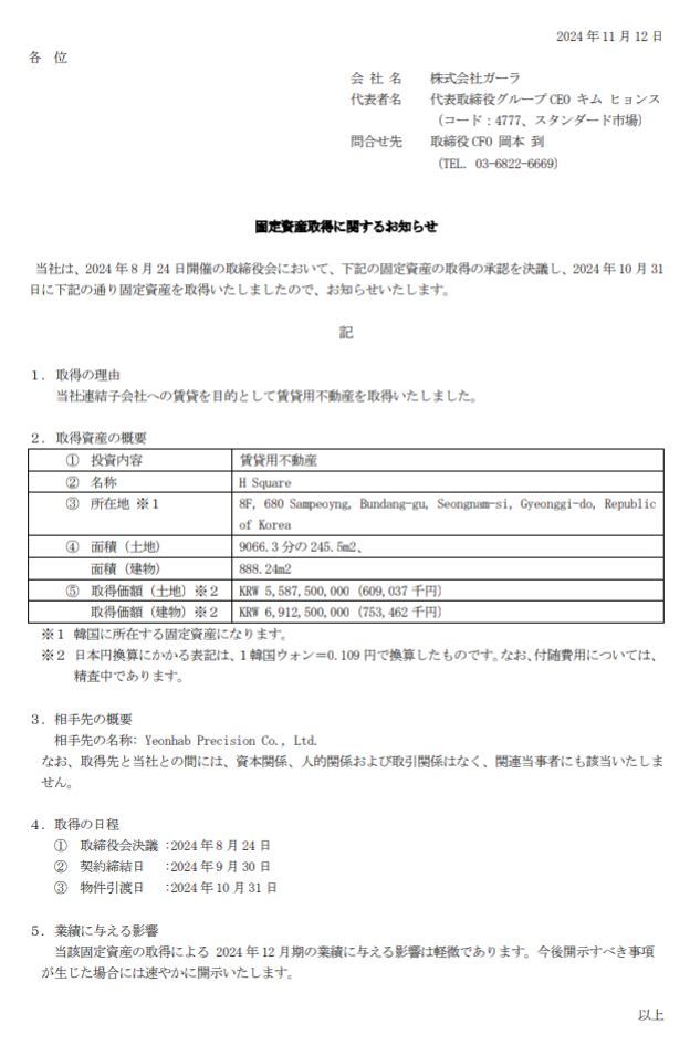 No.616916 天才かもネェwww 天才かもネ… - (株)ガーラ【4777】の掲示板 2024/11/01〜2025/01/12 - 株式掲示板 - Yahoo!ファイナンス