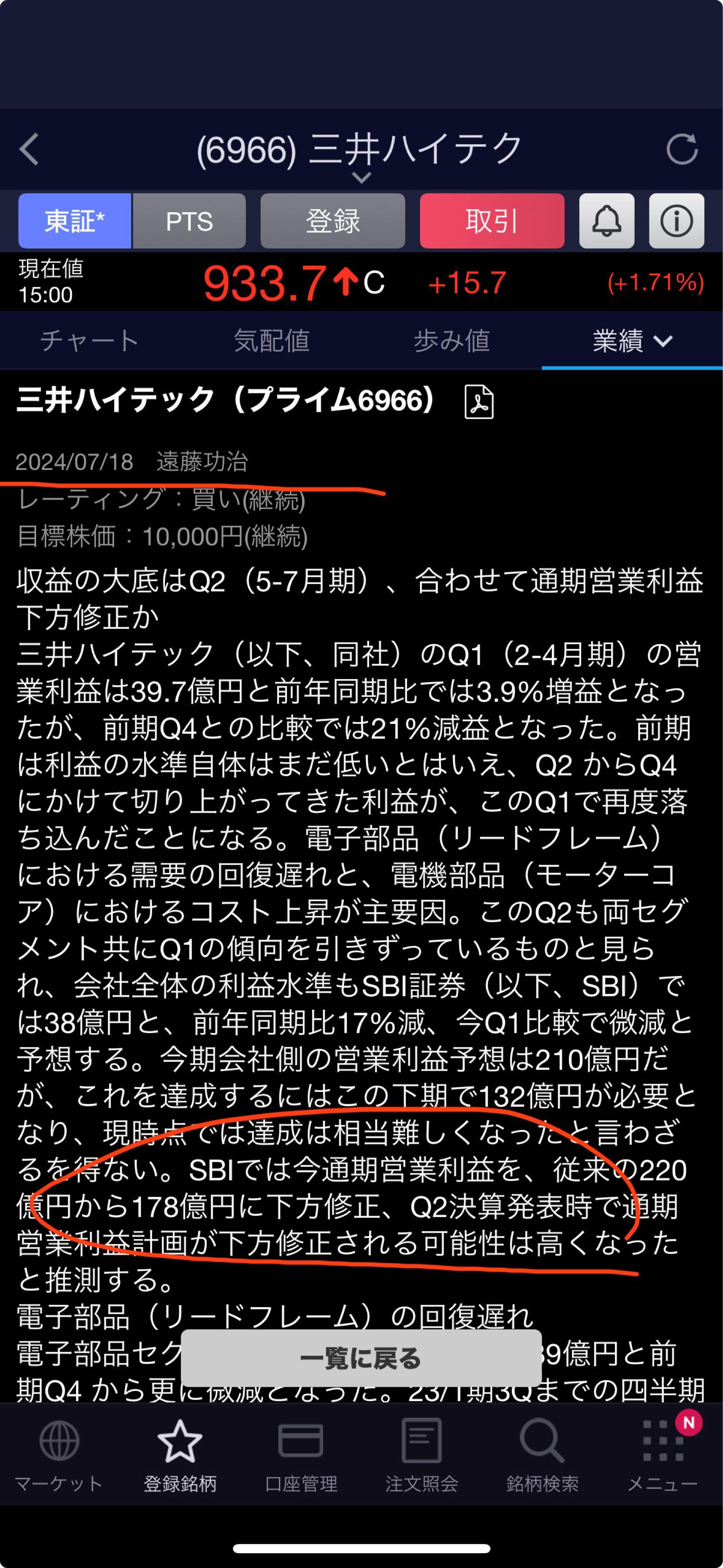 No.73097 ほぼ予想通りだから、2Qが底！ - (株)三井ハイテック【6966】の掲示板 2024/07/20〜2024/09/10 - 株式掲示板 - Yahoo!ファイナンス