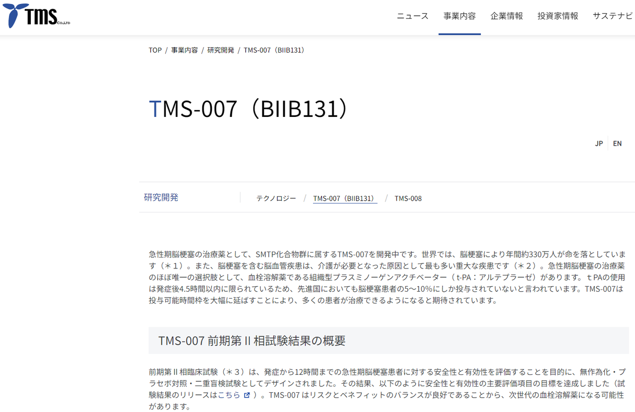 No.20810 TMS-007（BIIB131… - (株)ティムス【4891】の掲示板 2023/06/24〜2023/06/30 ...