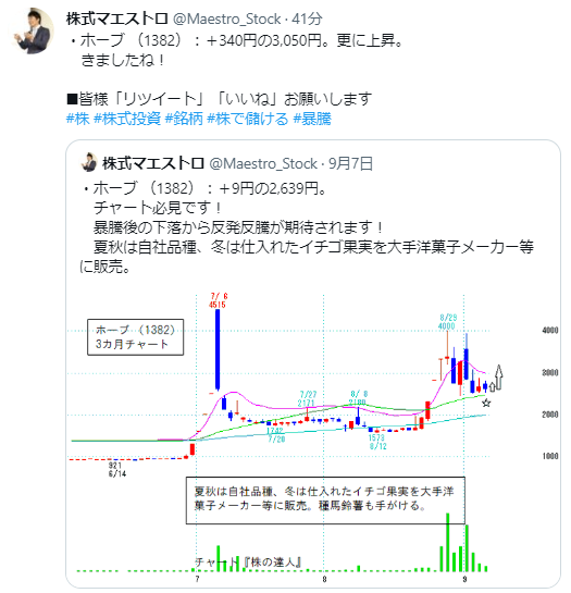 No.27056 マエストロ！ - (株)ホーブ【1382】の掲示板 2022/09/02〜2022/09/15 - 株式掲示板 - Yahoo!ファイナンス