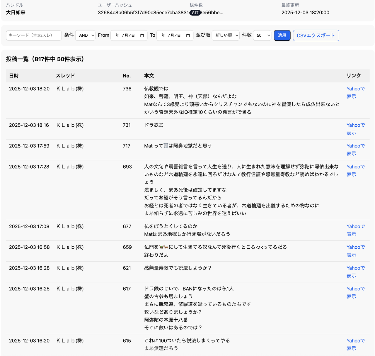 No.2015868 本物の如来氏はこっち - KLab(株)【3656】の掲示板 2025/12/03〜 - 株式掲示板 - Yahoo!ファイナンス
