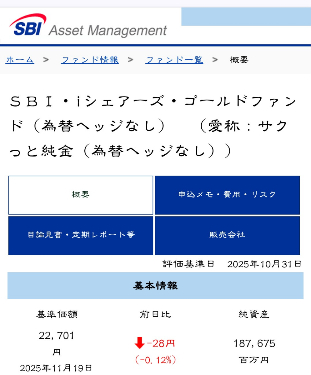 No.2864 本日の基準価額 - SBI・iシェアーズ・ゴールド(H無)【8931A236】の掲示板 2025/10/11〜 - 株式掲示板 - Yahoo!ファイナンス