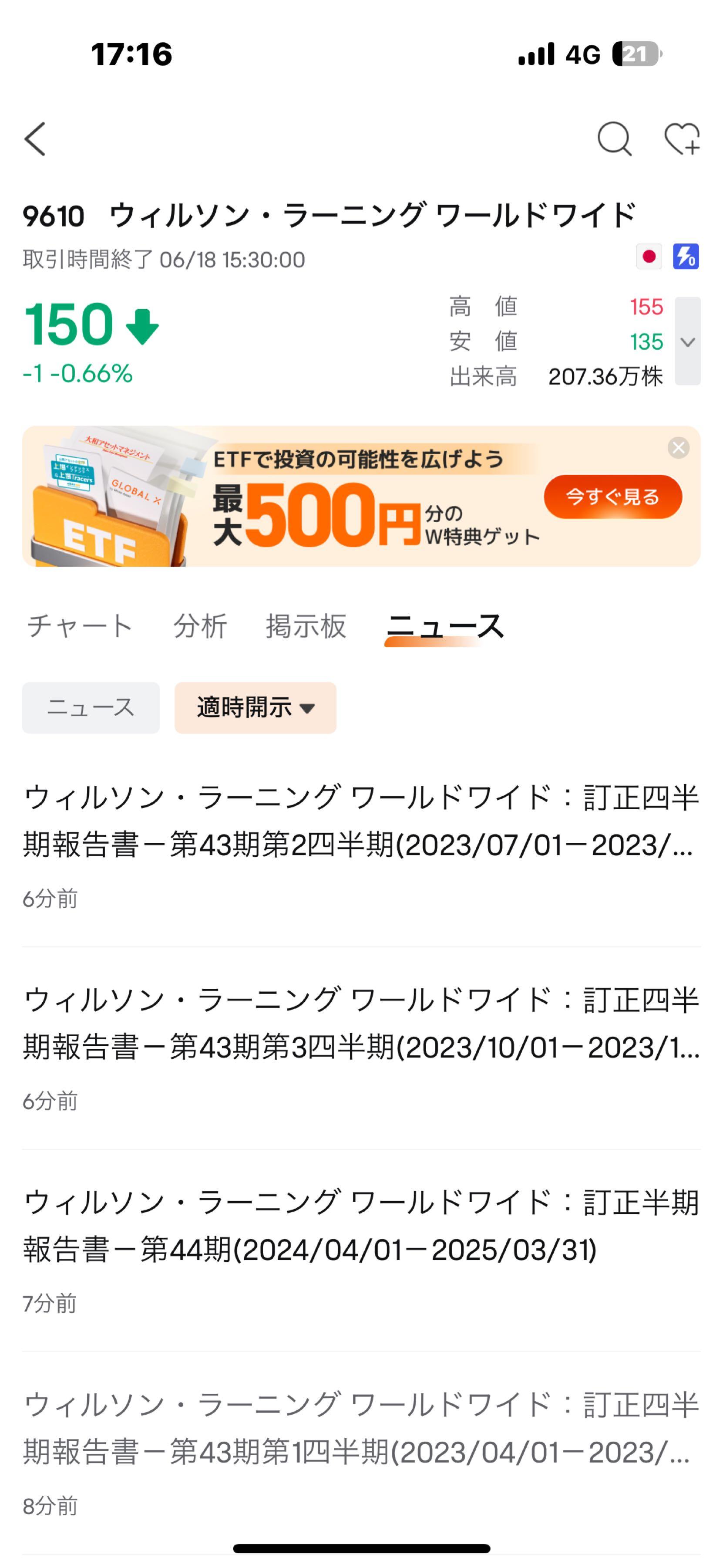 No.44014 これは違うのか😢 - ウィルソン・ラーニング ワールドワイド(株)【9610】の掲示板 2025/05/17〜2025/08/18 - 株式掲示板 - Yahoo!ファイナンス