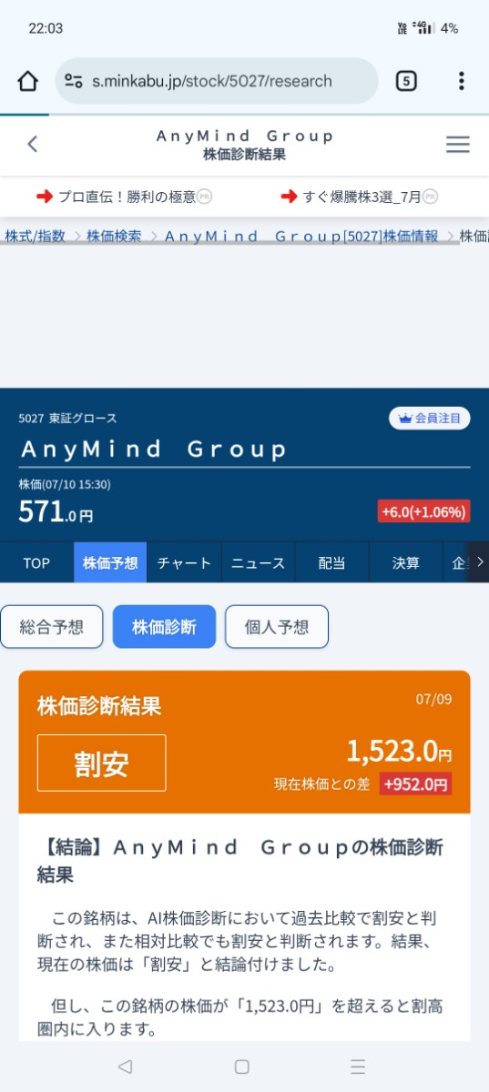 No.12239 みんかぶによる 昨日9日時点で… - AnyMind Group(株)【5027】の掲示板 2025/06/11〜2025/07/20 - 株式掲示板 - Yahoo!ファイナンス
