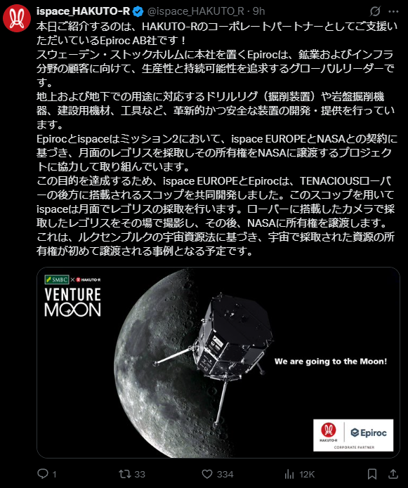 No.302273 おはようございます^^ Xに… - (株)ispace【9348】の掲示板 2025/06/03 - 株式掲示板 - Yahoo!ファイナンス