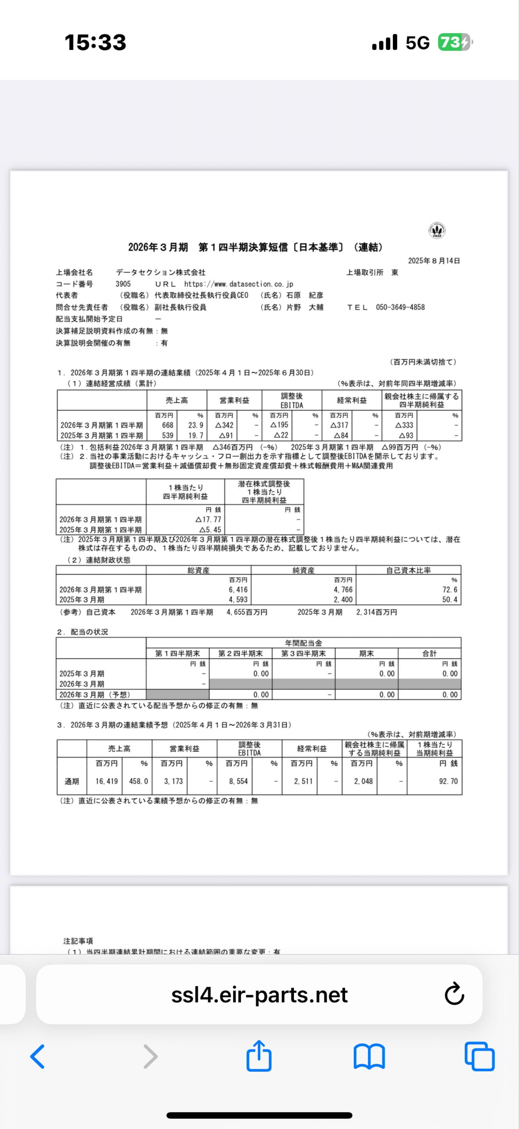 No.212081 でてたよ - データセクション(株)【3905】の掲示板 2025/08/14 - 株式掲示板 - Yahoo!ファイナンス