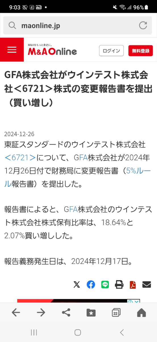 No.143925 GFAが買い増ししてまんね。何… - ウインテスト(株)【6721】の掲示板 2024/12/26〜2025/01/07 - 株式掲示板 - Yahoo!ファイナンス